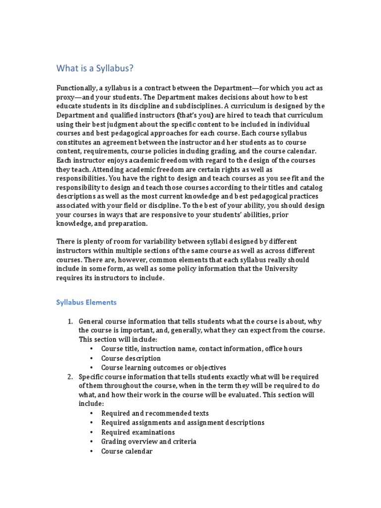 What Is A Syllabus | PDF | Syllabus | Curriculum