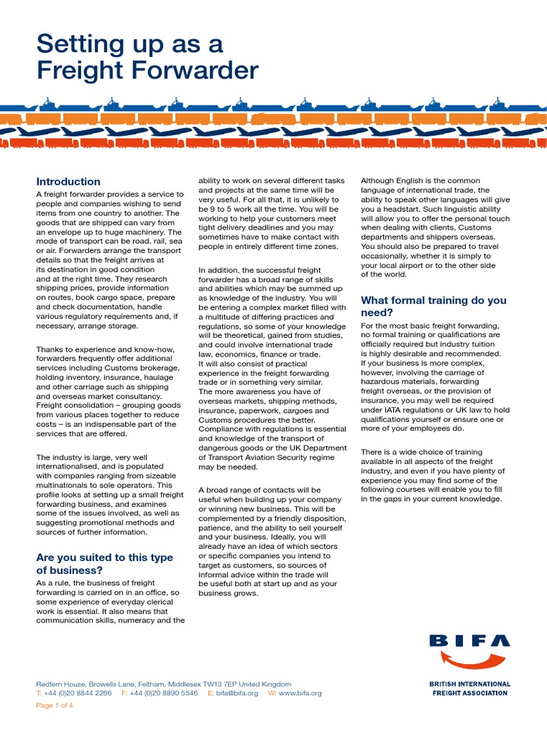 Setting Up As A Freight Forwarder | PDF | Cargo | Dangerous Goods