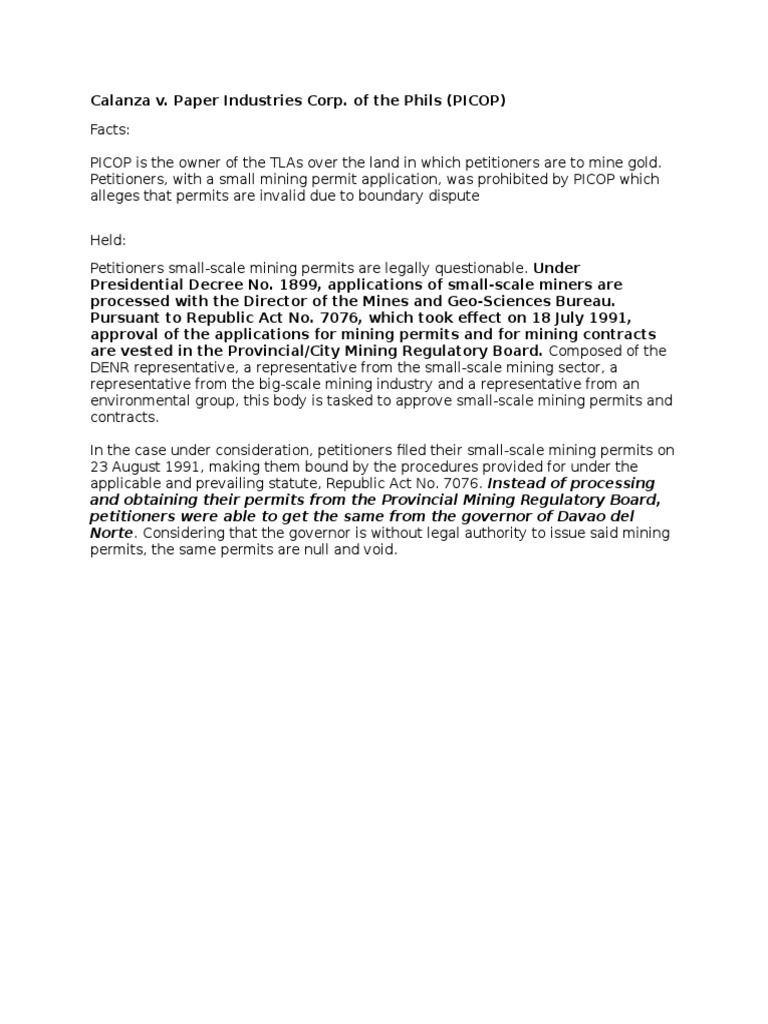 Calanza v. Paper Industries Corp. of The Phils (PICOP) | PDF