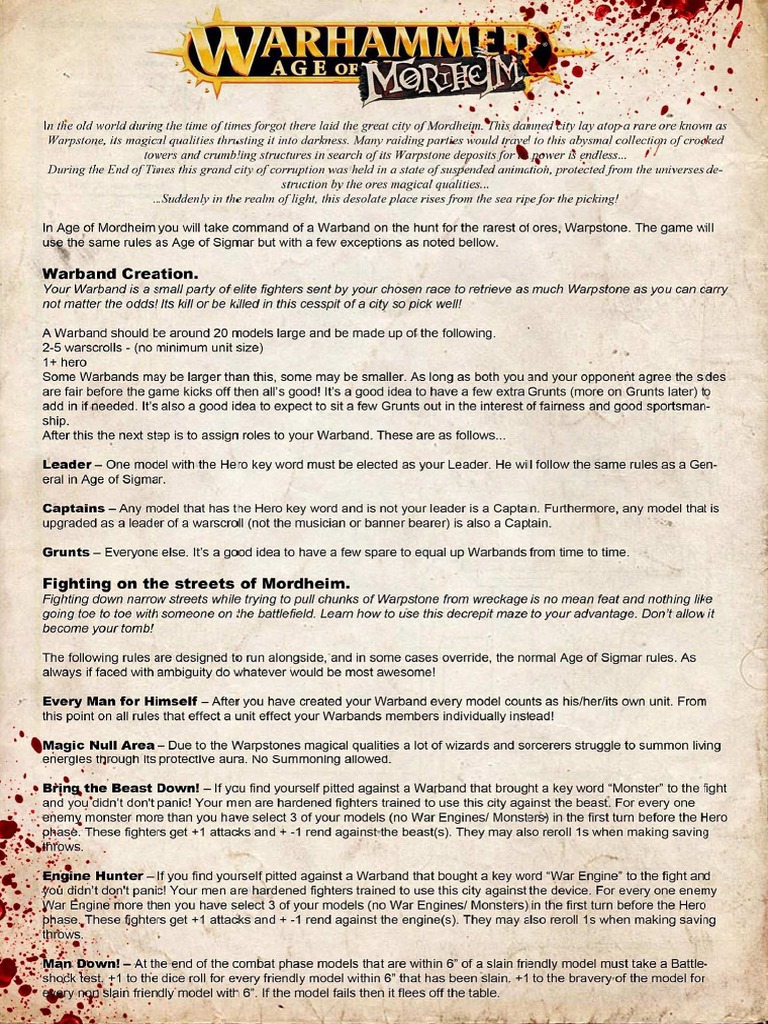 Warhammer - Age of Mordheim | PDF