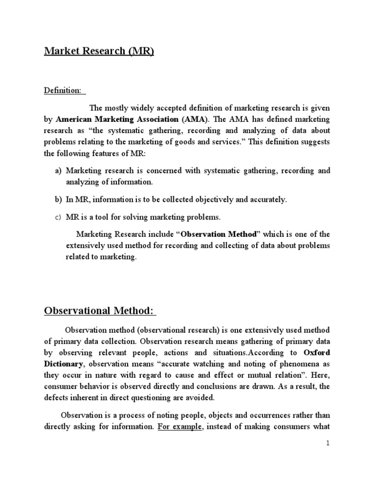 Market Research | PDF | Observation | Marketing Research