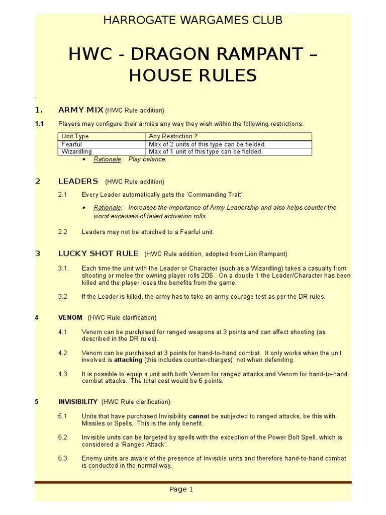 HWC Dragon Rampant House Rules v4 | PDF | Military | Military Science