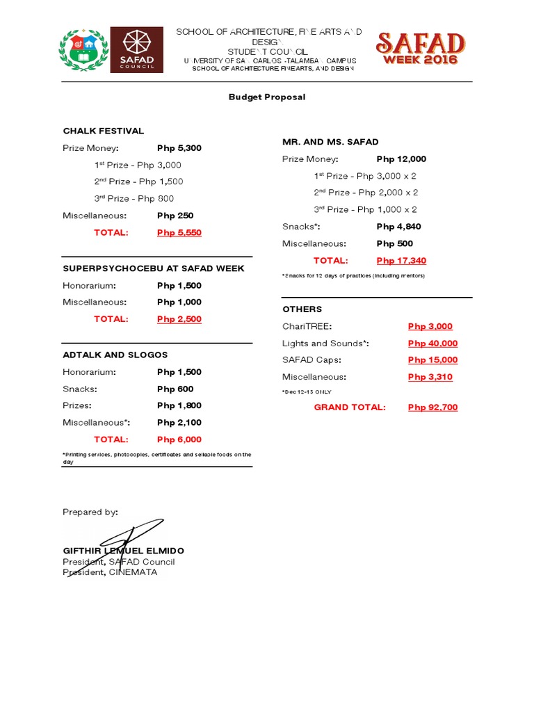 Budget Proposal | PDF