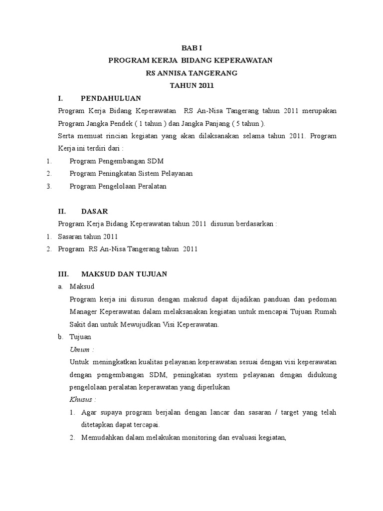 TOR Program Kerja Bid Kep | PDF