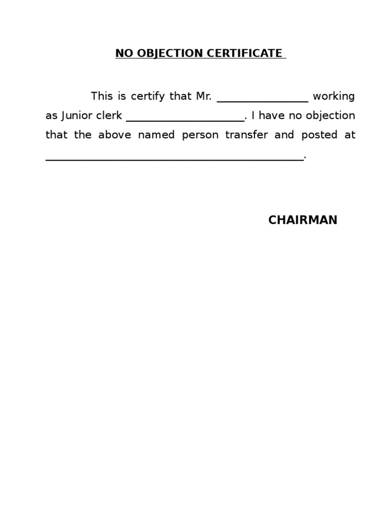 No Objection Certificate | PDF