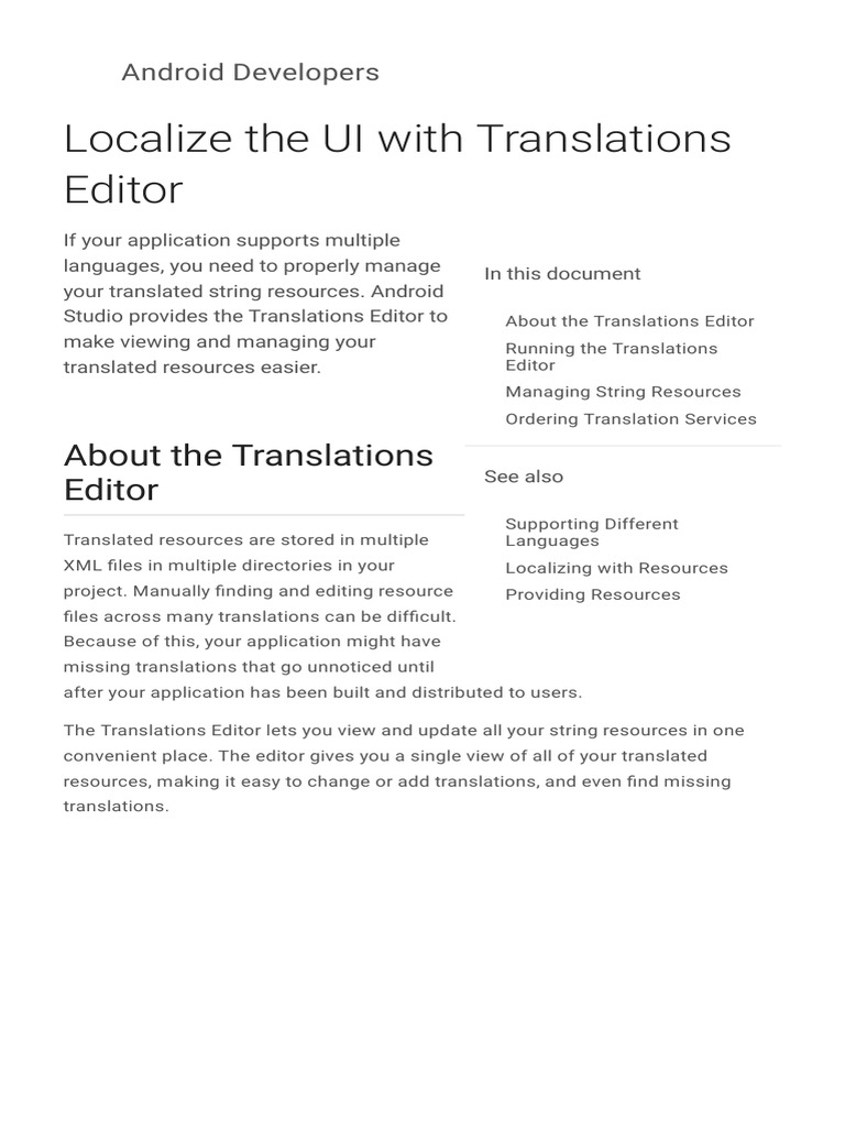 Localize The UI With Translations Editor | PDF | Google Play ...