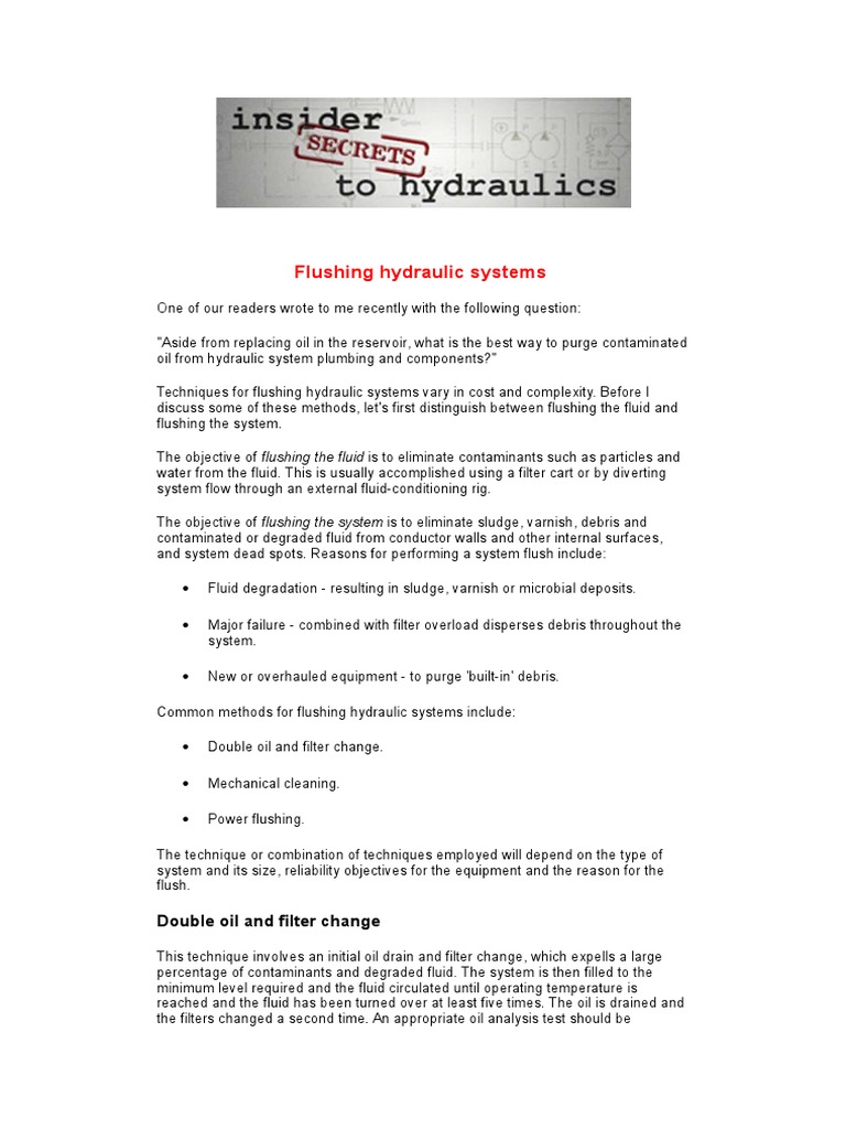 Flushing Hydraulic Systems | PDF | Filtration | Valve