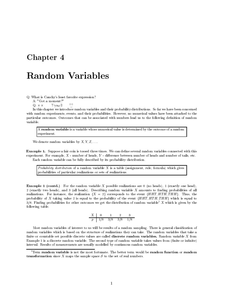 Random Variables and Probability Distributions | PDF | Random Variable ...