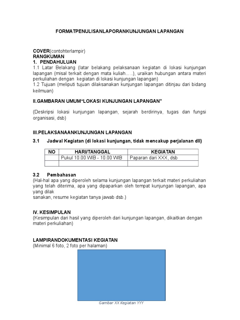 Format Laporan Kunjungan Lapangan | PDF