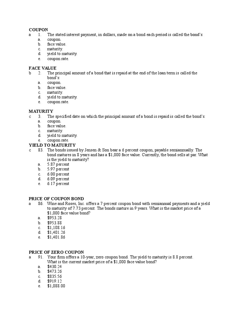 Understanding Bond Terminology and Calculations | PDF | Bonds (Finance ...