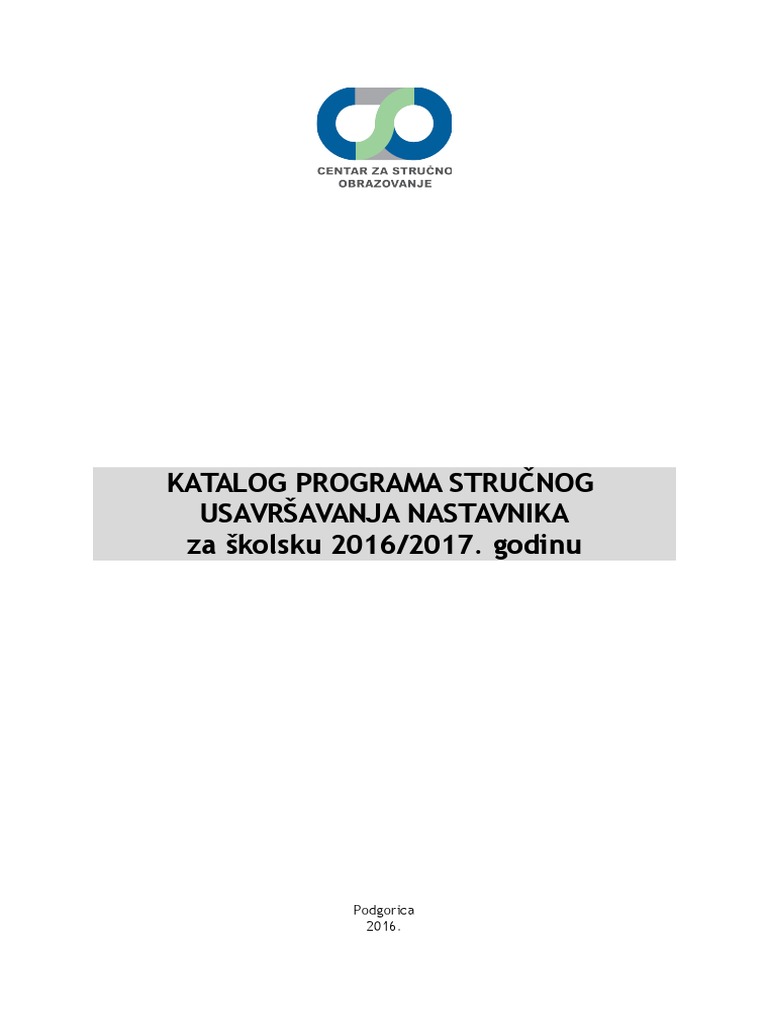 Katalog Programa Stručnog Usavrsavanja Nastavnika | PDF