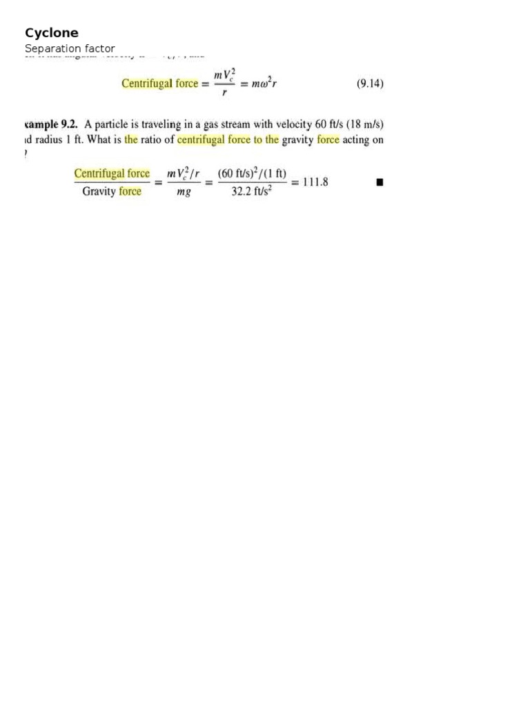 Cyclone: Separation Factor | PDF
