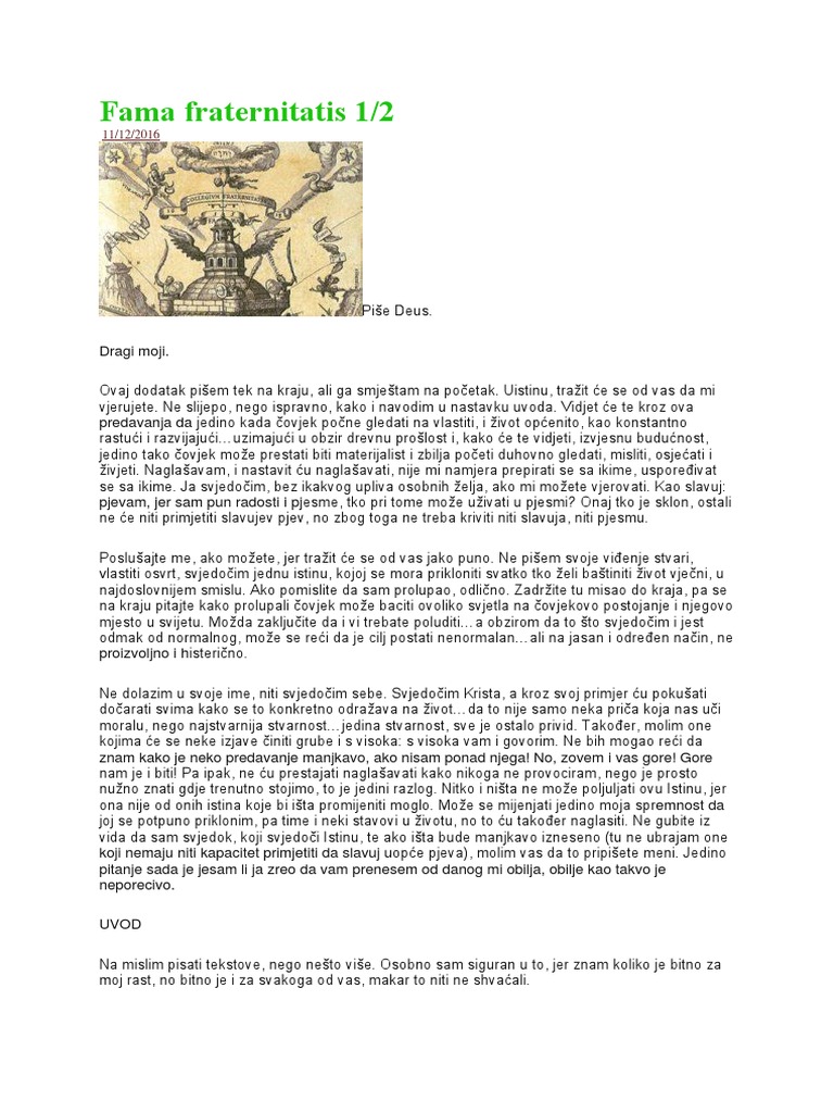 Fama Fraternitatis 1 | PDF