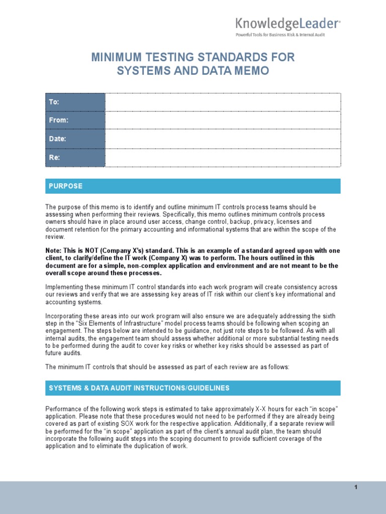 Minimum IT Control Standards Memo | PDF | Backup | Audit