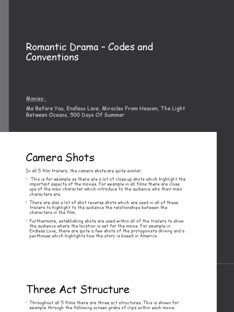 Romantic Drama - Codes and Conventions | PDF