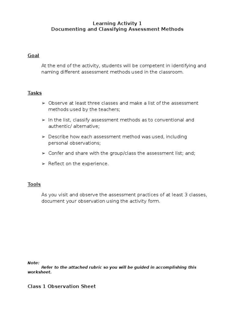 Classifying Assessment Methods | PDF | Educational Assessment ...