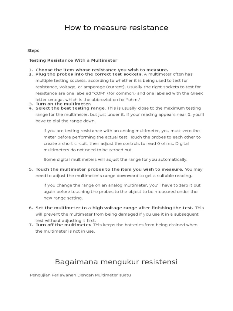 How to Measure Resistance with Multimeter | PDF | Computers