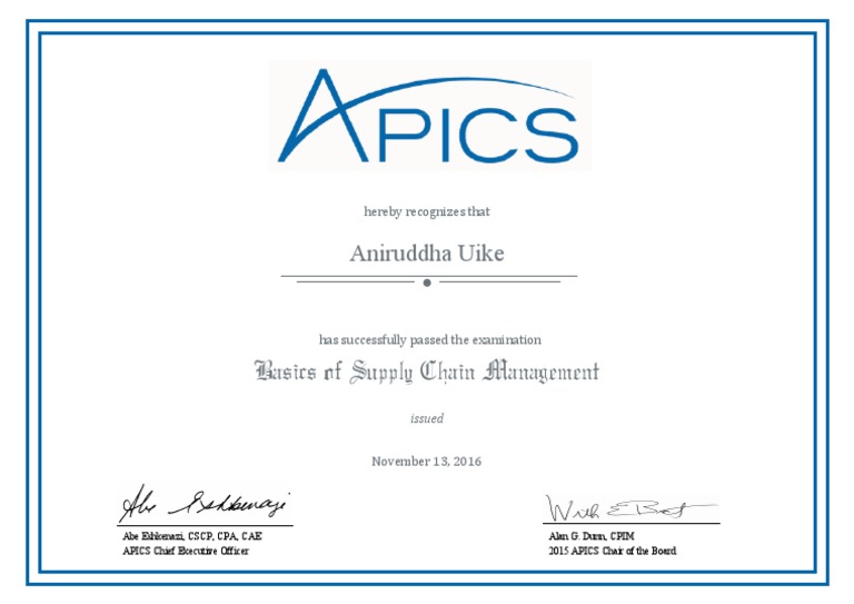 APICS BSCM Certificate | PDF