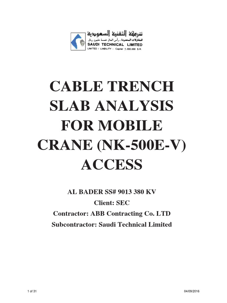 Proposal For Crane Access Over Trench Solid Slab | PDF | Crane (Machine ...