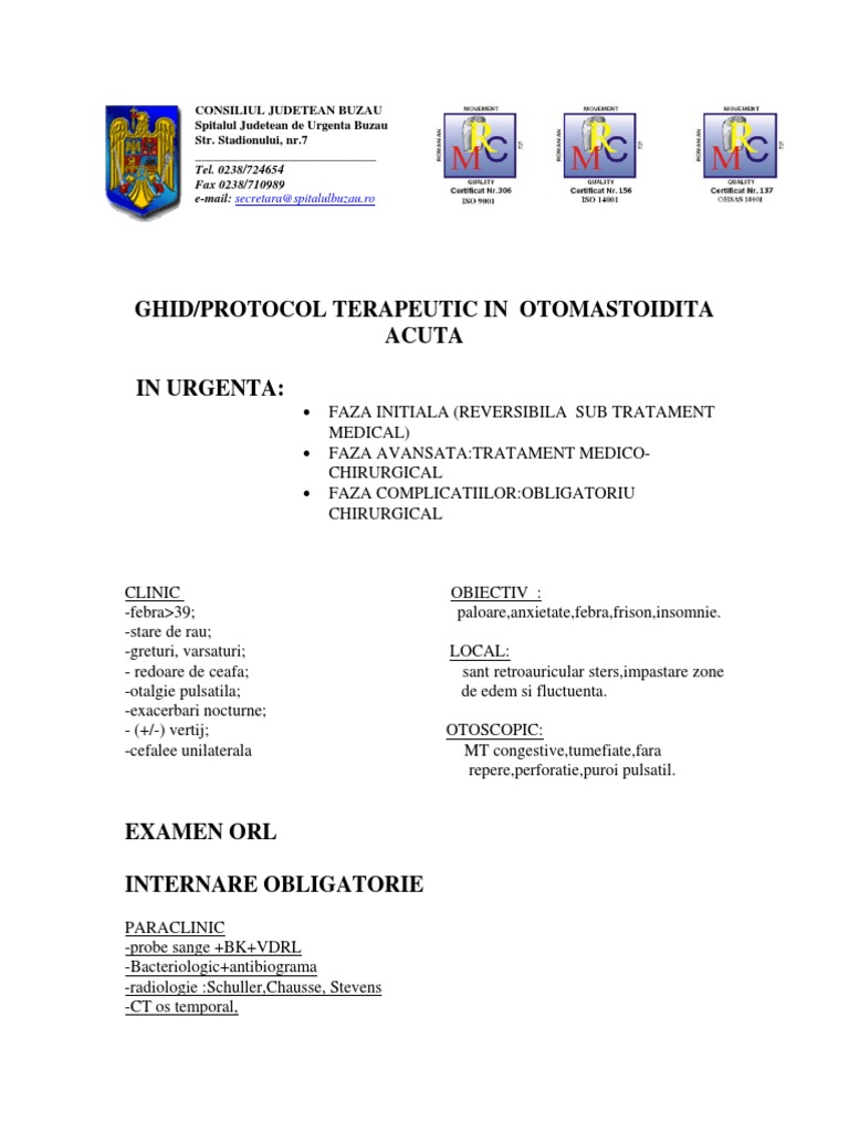 Ghid pentru Tratamentul Otomastoiditei Acute | PDF