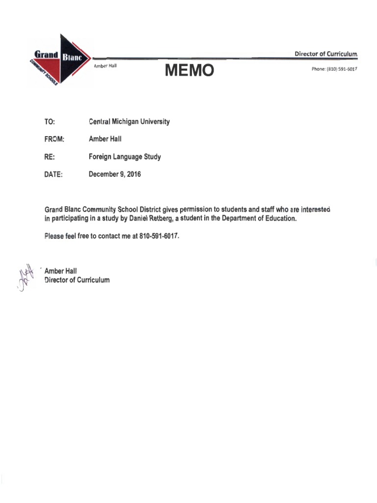 Foreign Language Study Participation Memo | PDF | Language Arts ...