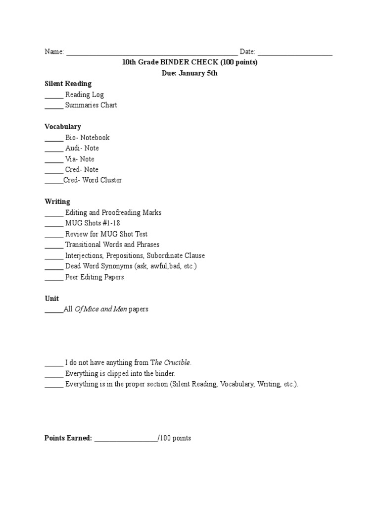 Binder Check 10th | PDF