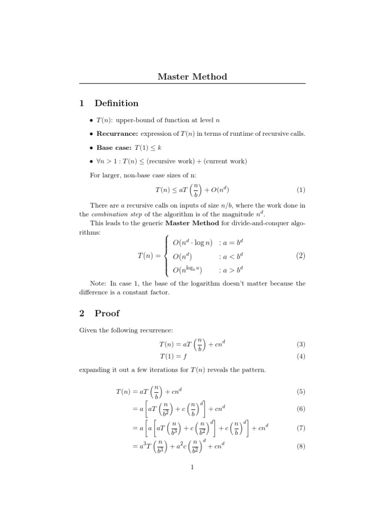 Master Method: O (N Log N) : A B O (N) : A B | PDF