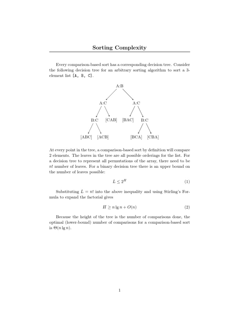 Sorting Complexity | PDF