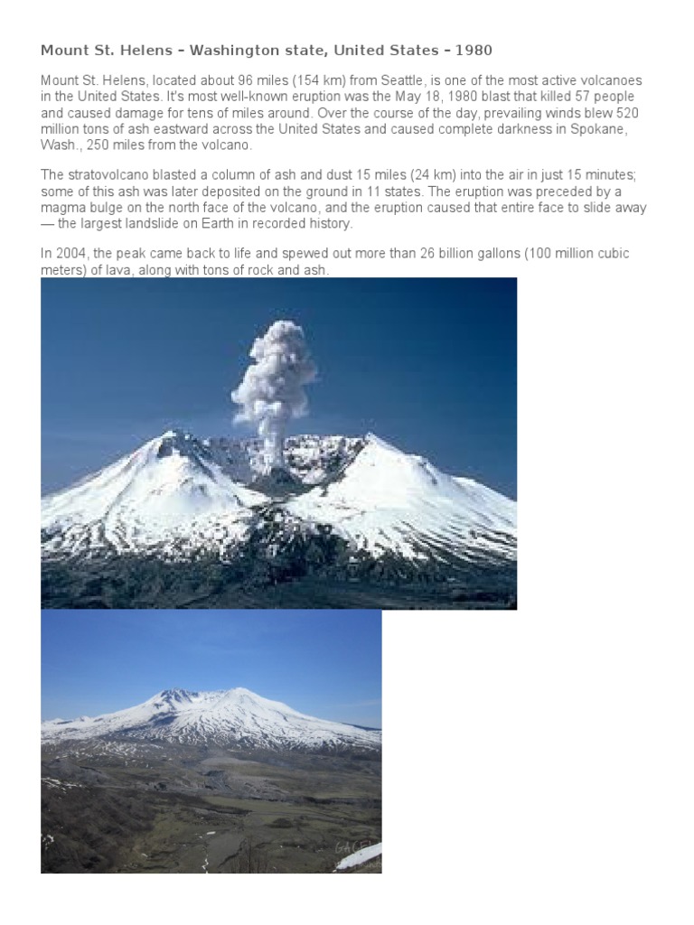 Mount St. Helens Eruption Overview | PDF