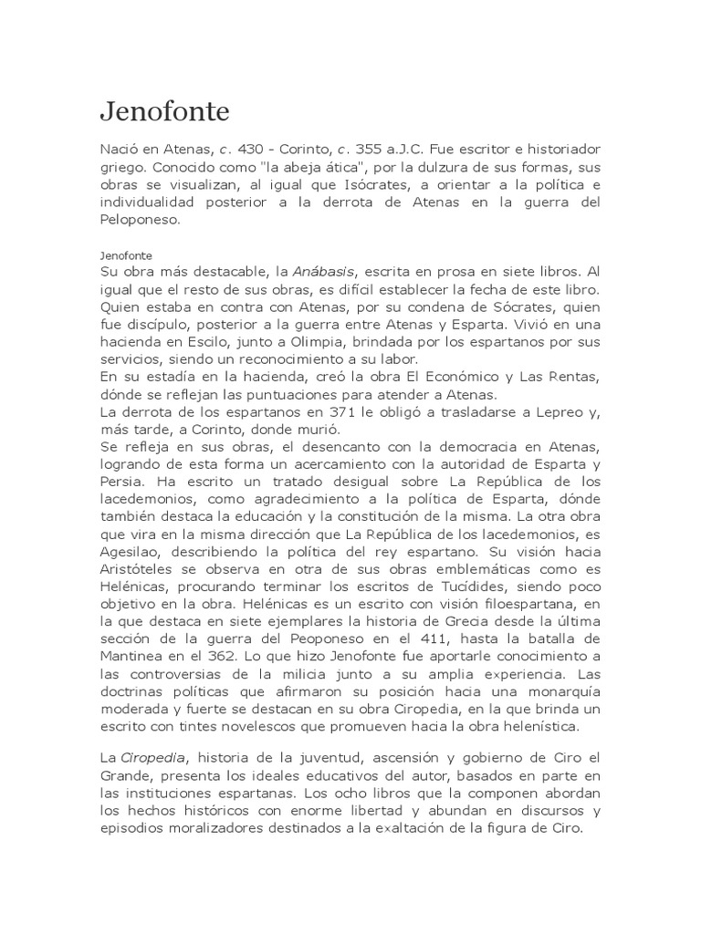 Biografia de Jenofonte | Esparta | Política