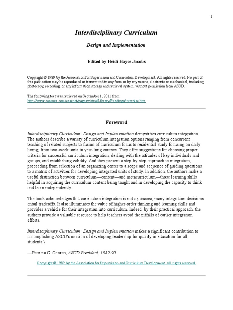 Jacobs - Interdisciplinary Curriculum | PDF | Interdisciplinarity ...