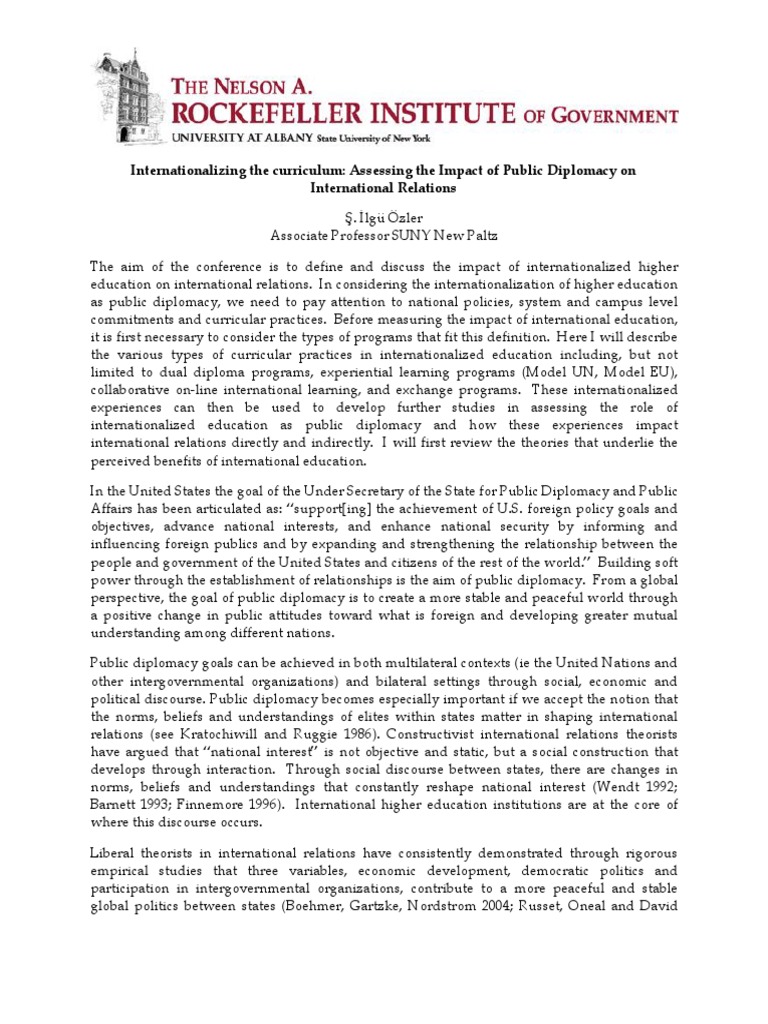 Impact of Internationalized Education on Diplomacy | PDF | Public ...