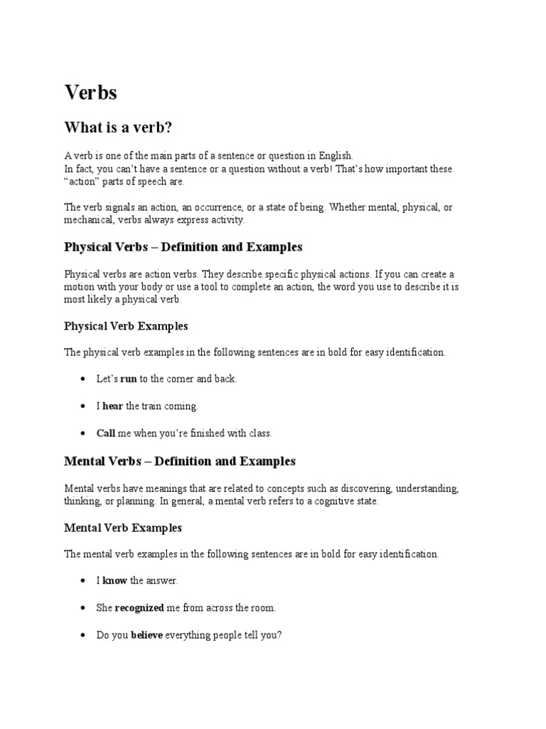 Verbs: What Is A Verb? | PDF | Verb | Style (Fiction)