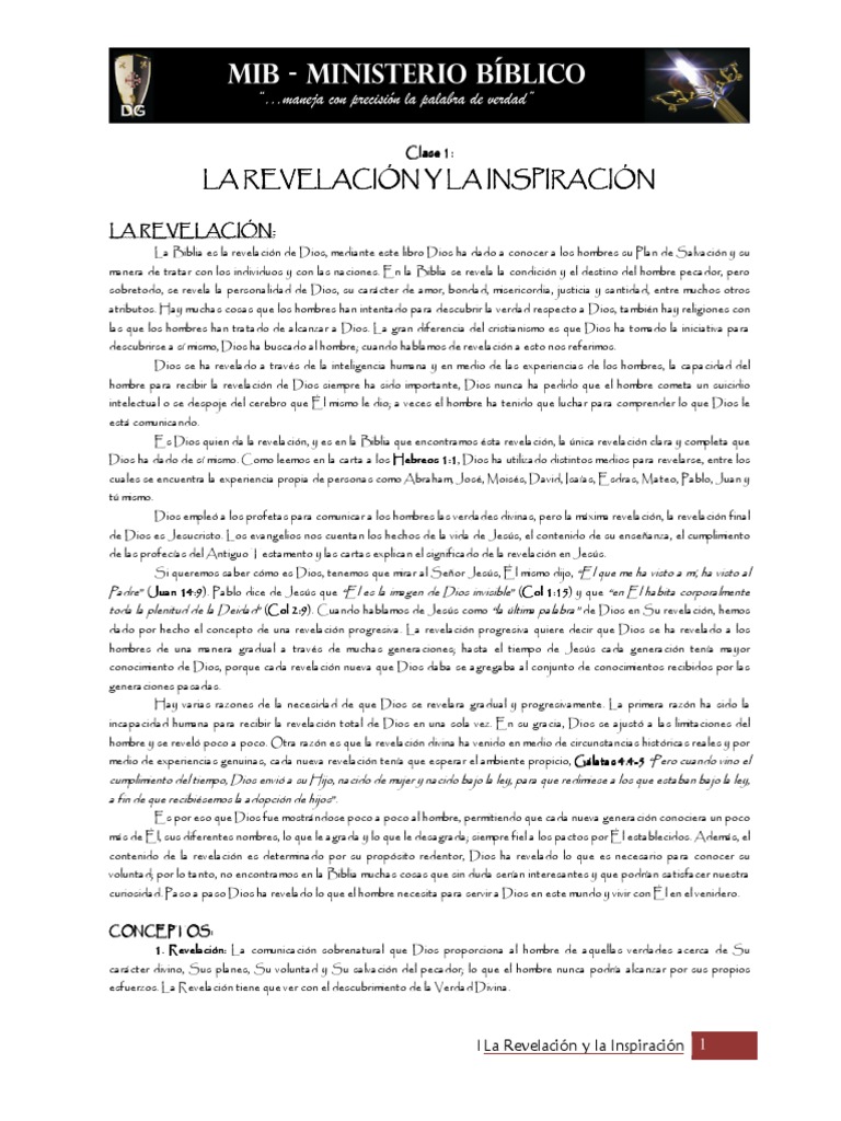 La Revelacion y La Inspiracion | PDF | Biblia | Revelación