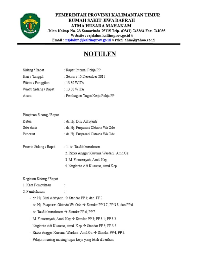 NOTULEN Rapat Pokja PP Fix | PDF