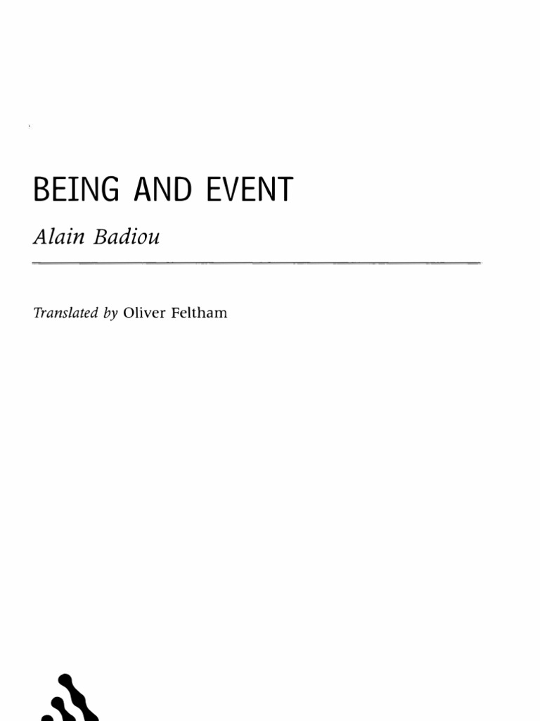 Badiou Being and Event 1988 | PDF | Truth | Theory