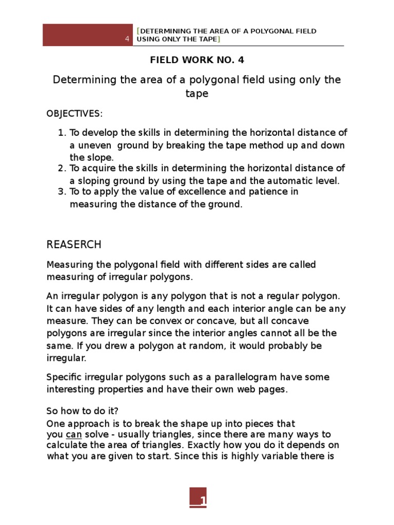 Measure Polygonal Field Area with Tape | PDF | Triangle | Area