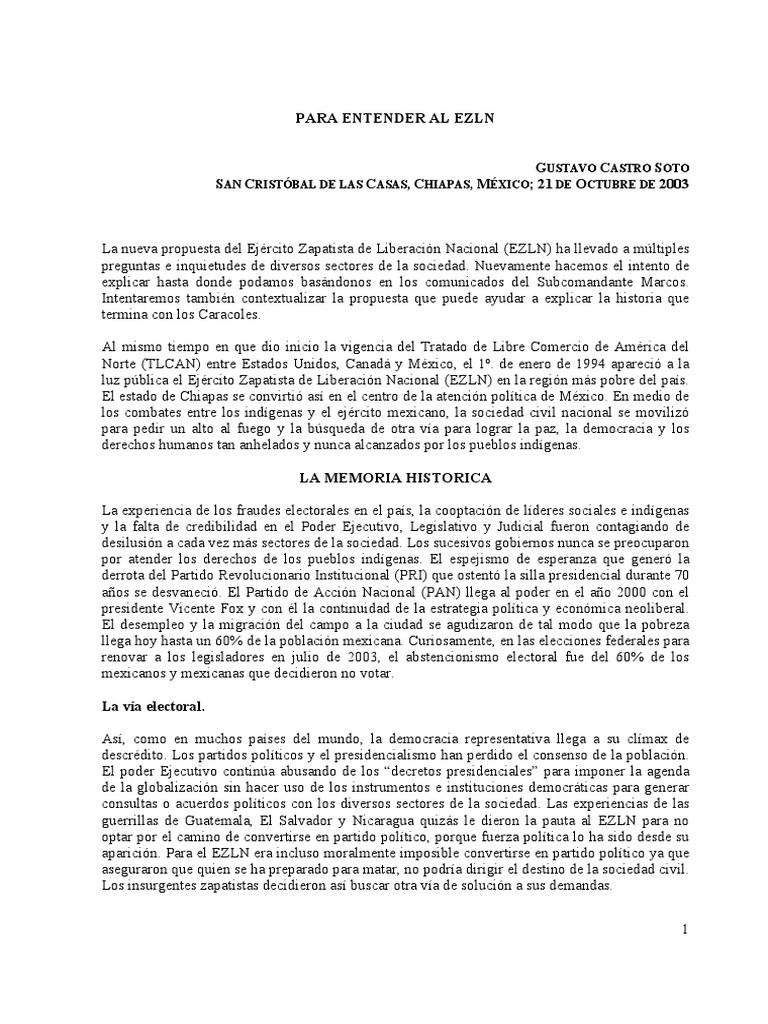 Para Entender El EZLN PDF | PDF | Ejército Zapatista de Liberación ...