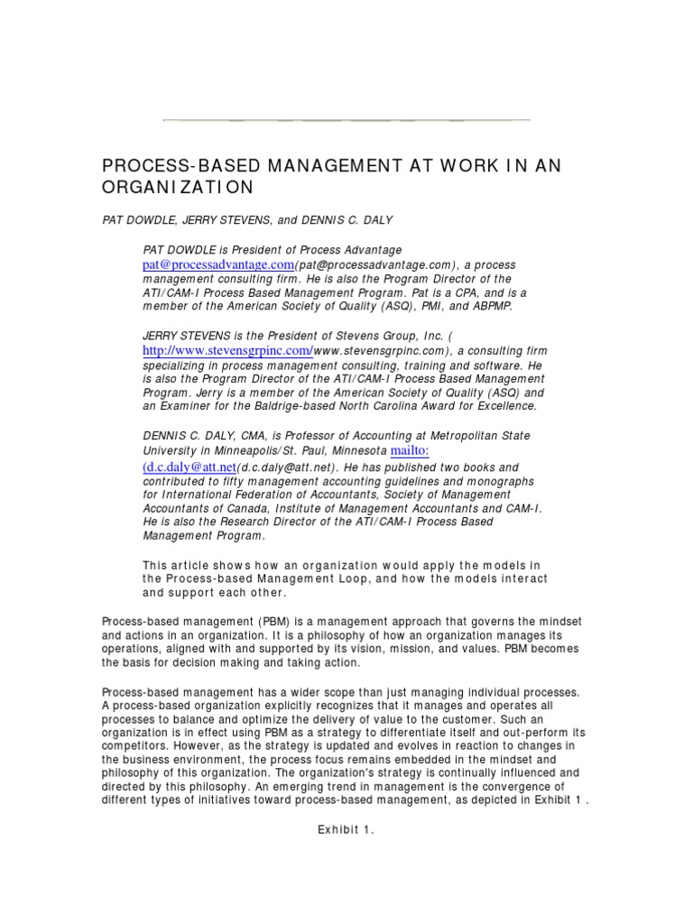 PBM at Work in An Organization | PDF | Strategic Management ...