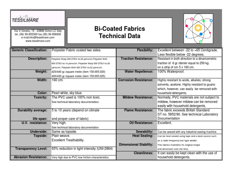 Polyester Fabric Technical Specifications | PDF | Technology & Engineering