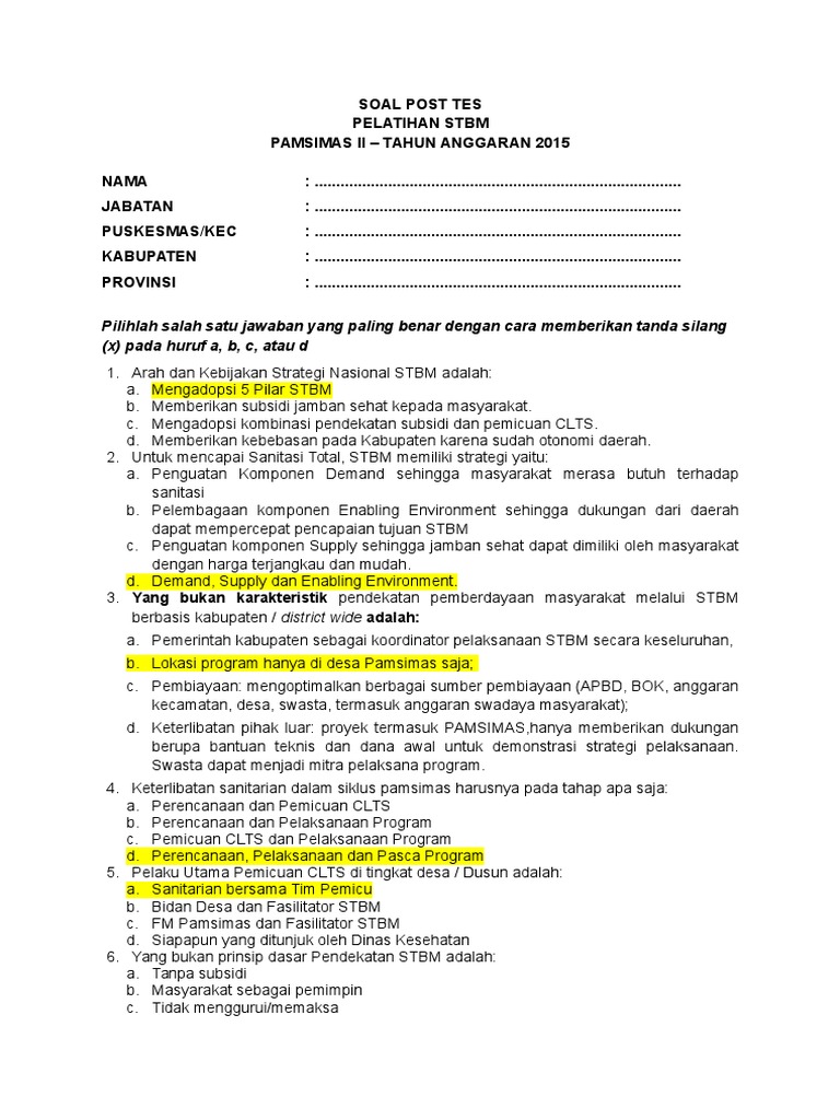 Soal Post Test | PDF