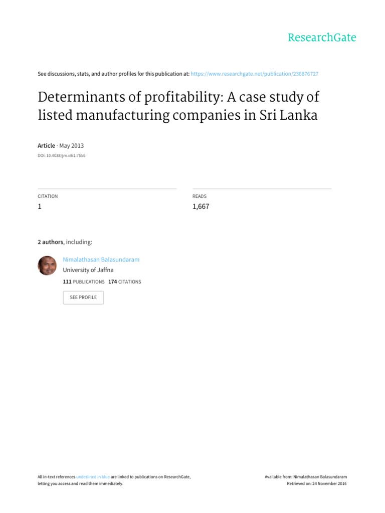 Nishanthini and Nimalathasan PDF | PDF | Profit (Accounting) | Return ...