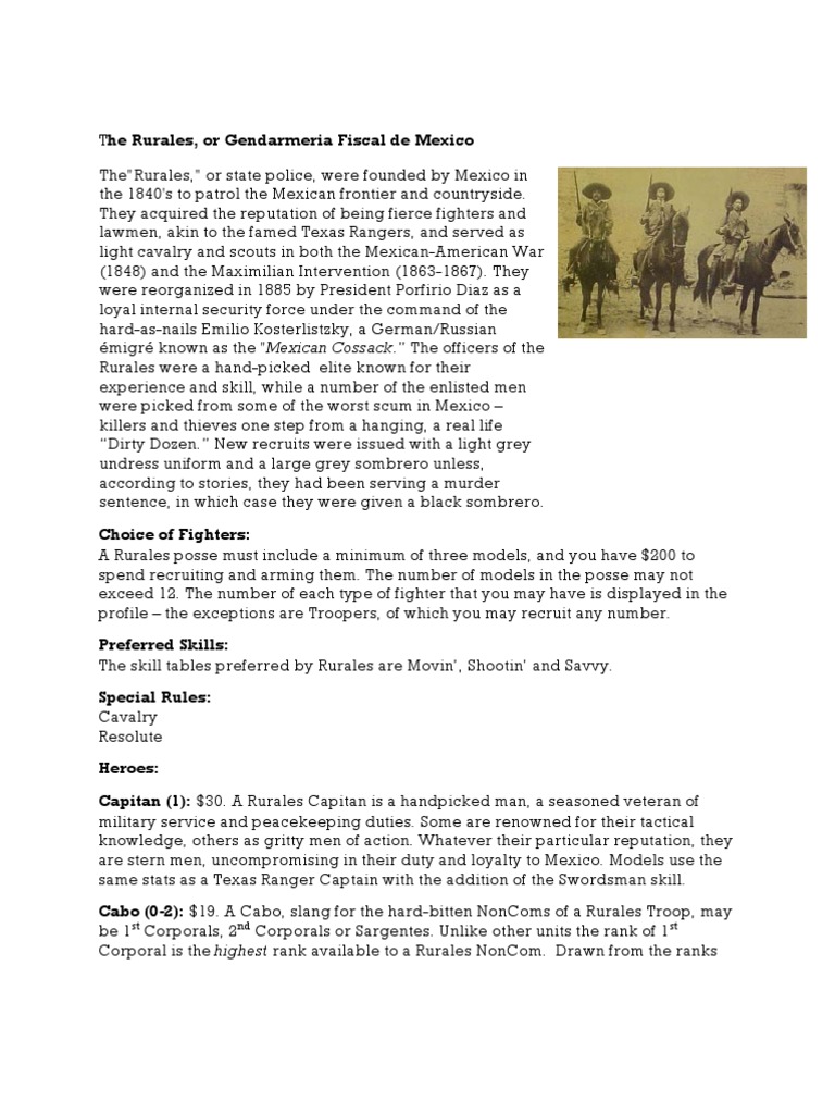 The Mexican Rurales Posse For Legends of The Old West | PDF | Corporal ...