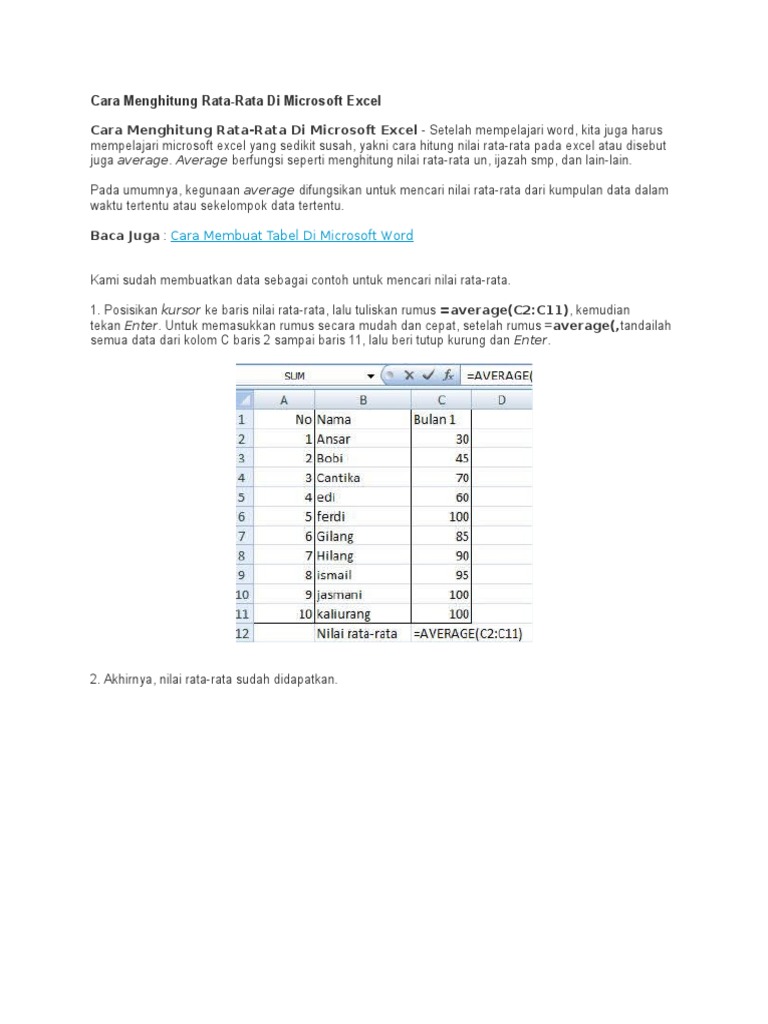 Cara Menghitung Rata | PDF