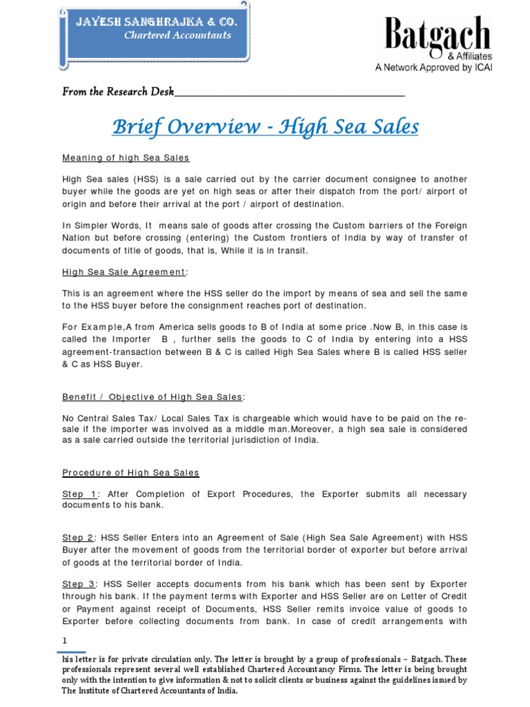 Brief Overview - High Sea Sales: From The Research Desk | PDF | Invoice ...