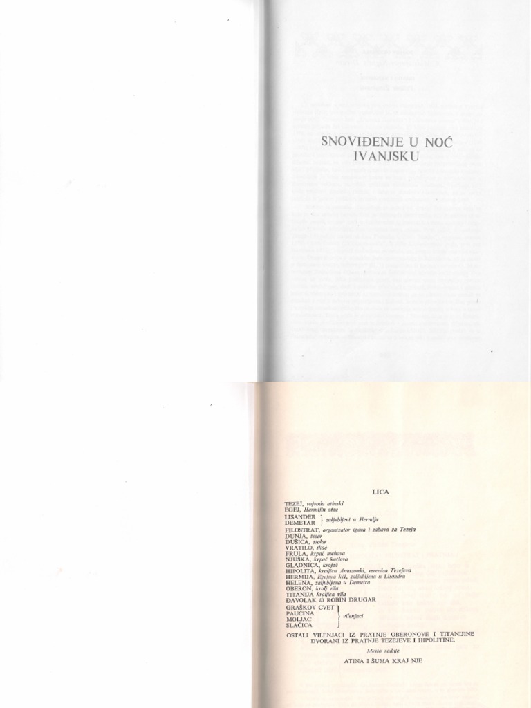 Sekspir - Snovidjenje U Noc Ivanjsku | PDF