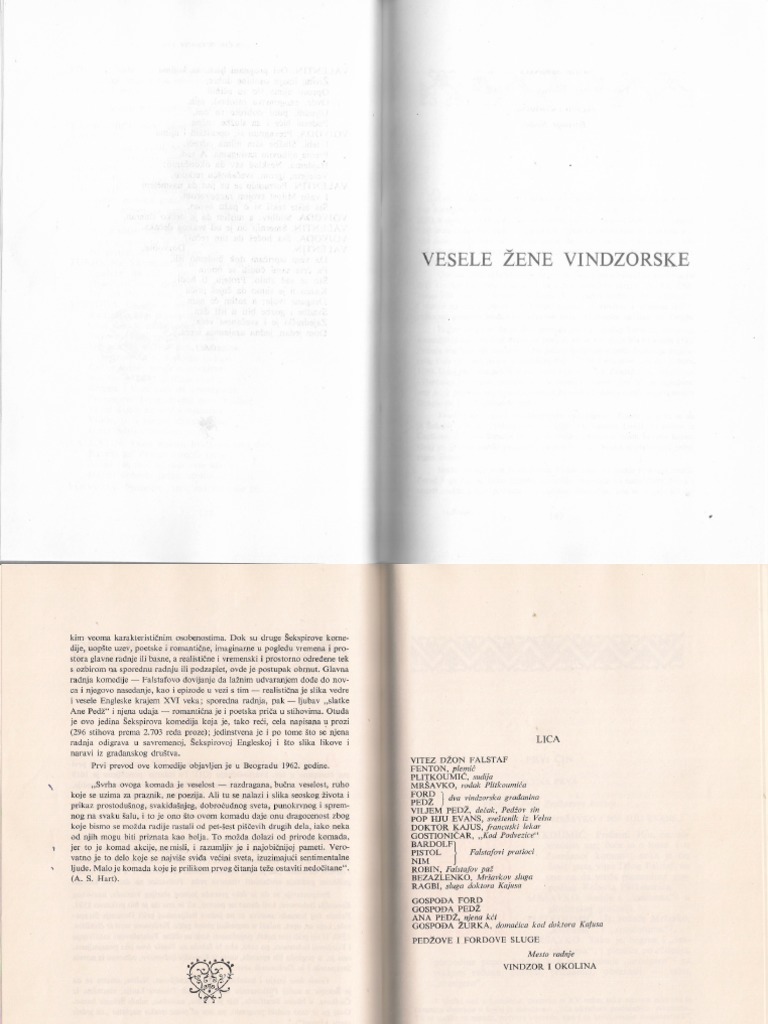 Sekspir - Vesele Zene Vindzorske | PDF