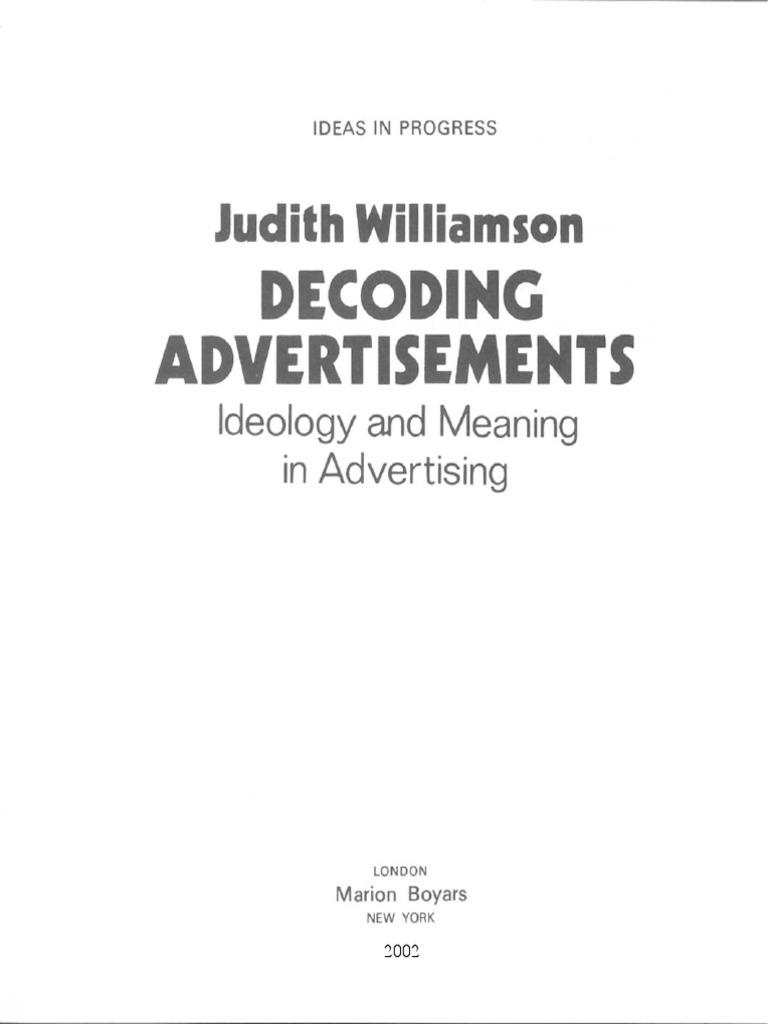 Williamson, Decoding Advertisements Smaller PDF | PDF