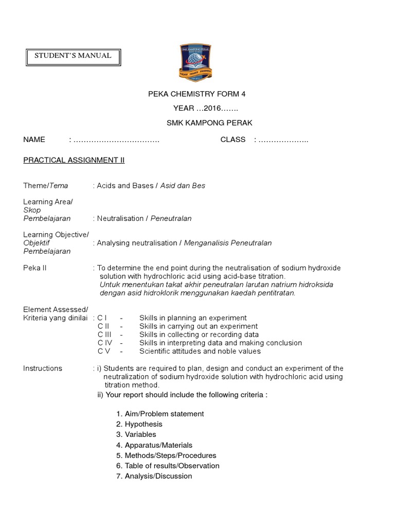 Peka Chemistry Form 4 Student S and Teacher S Manual 02 Acid Base ...