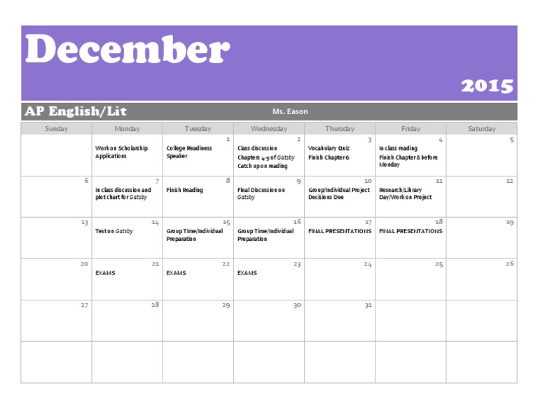 December Calendar | PDF | Language Arts & Discipline